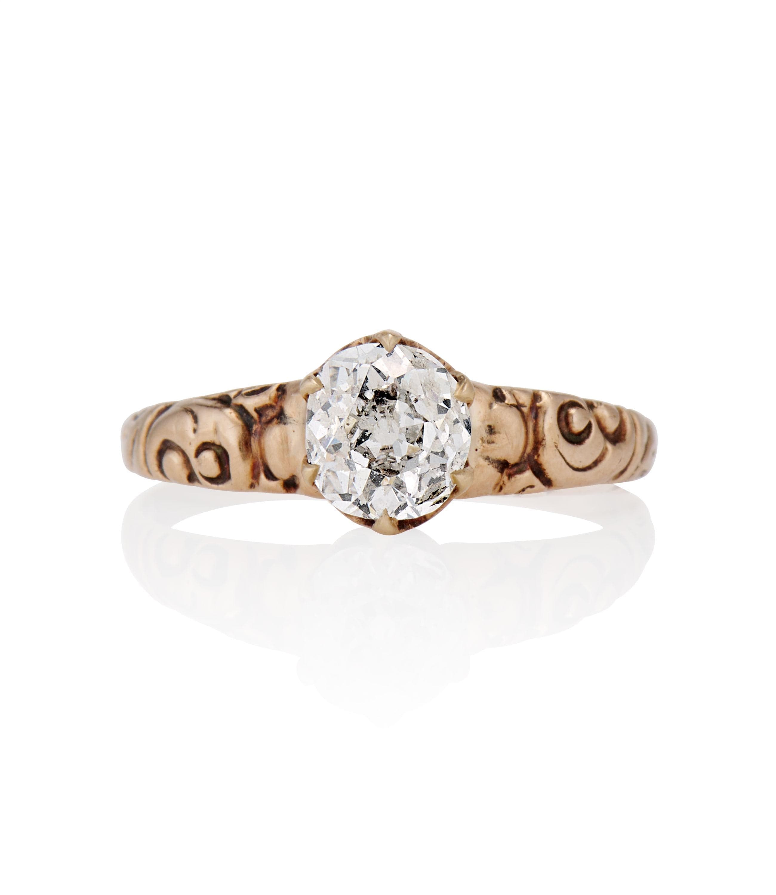 Victorian .75 Carat Old Mine Cut Diamond Rose Gold Antique Engagement – Vintage Engagement Ring